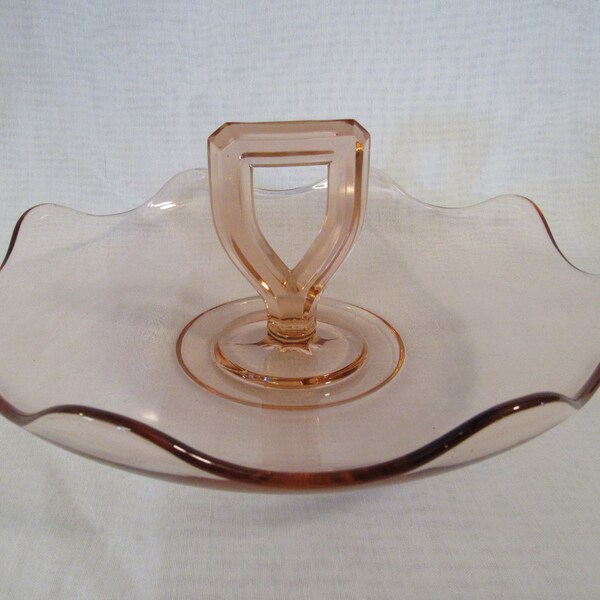 Pink Glass Handled Bowl - Etsy
