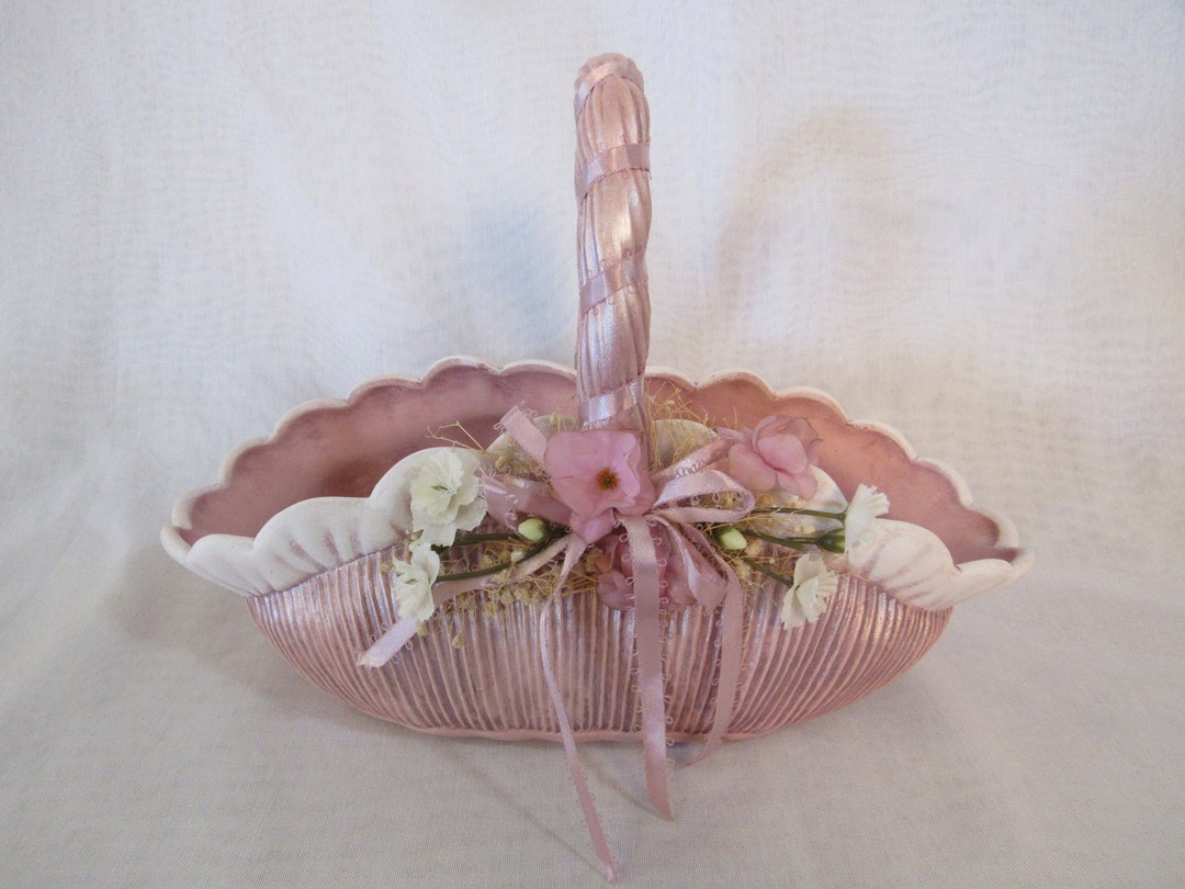 Vintage 87 Dona's Pink 10 Ceramic Basket Hand - Etsy