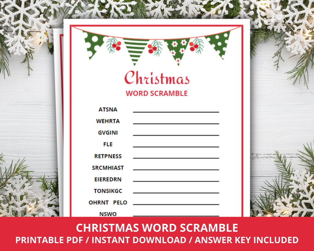 Christmas Word Scramble Game, Winter Word Scramble Game, Printable ...