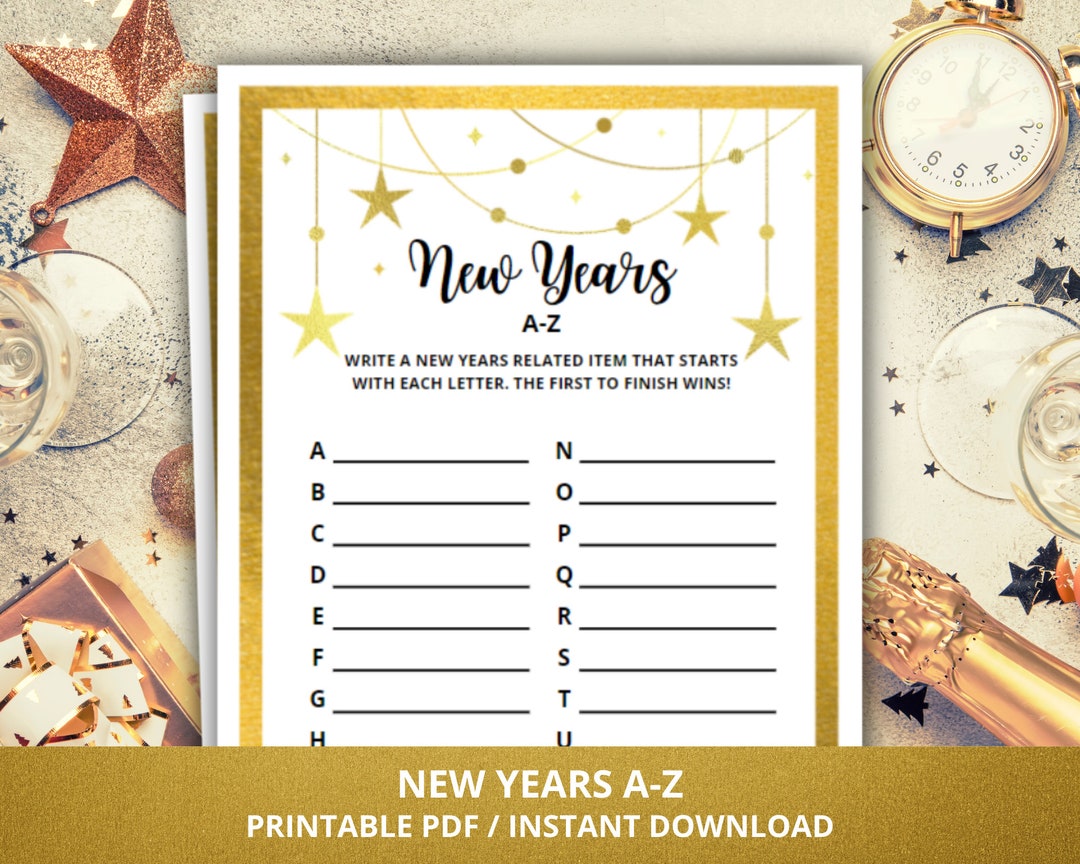 New Years A-Z Game, New Years A to Z Game, Fun New Years Game, Holiday ...