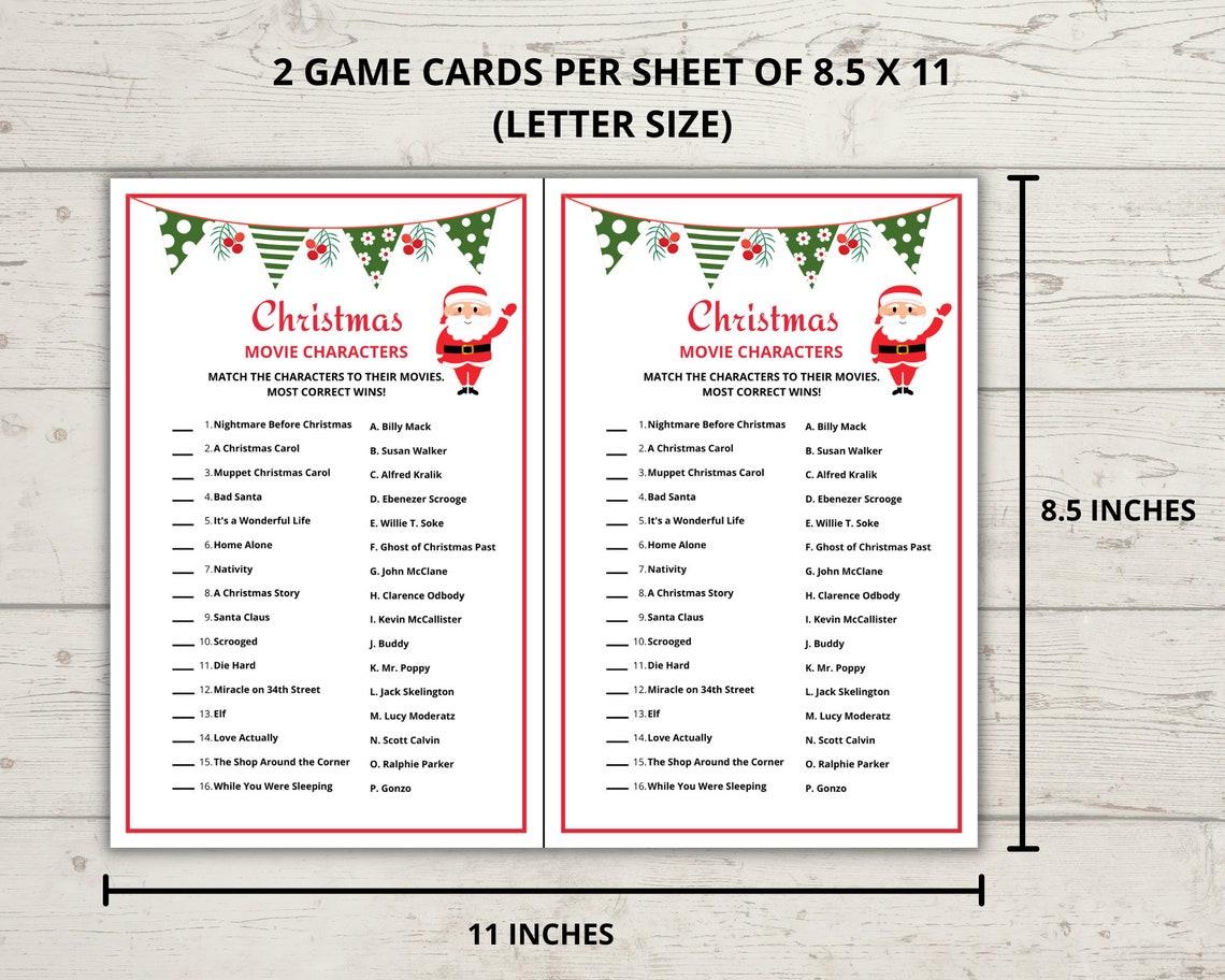 Christmas Movie Match Game, Christmas Match Game, Christmas Movie ...