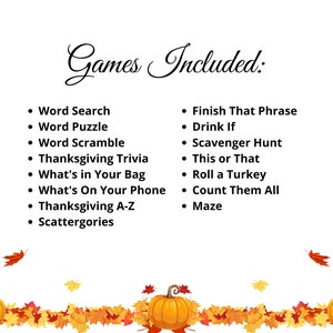 Thanksgiving Games Printable, Fall Party Games, Friendsgiving Party ...