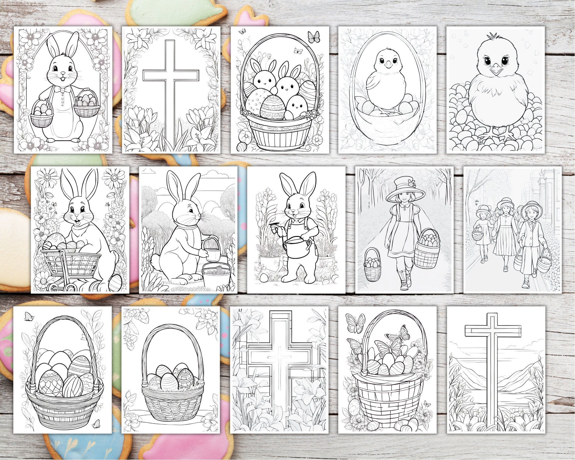Easter Coloring Pages, Kids Easter Themed Coloring Book, Kids Easter ...