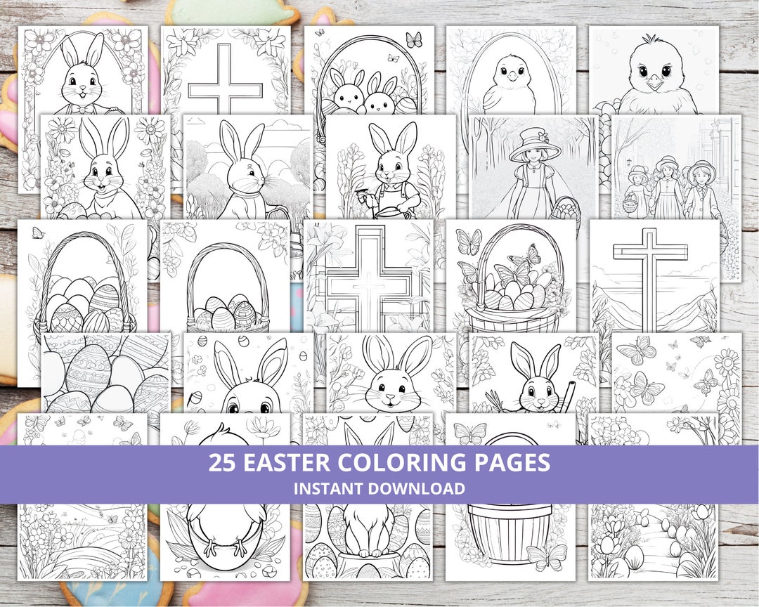 Easter Coloring Pages, Kids Easter Themed Coloring Book, Kids Easter ...