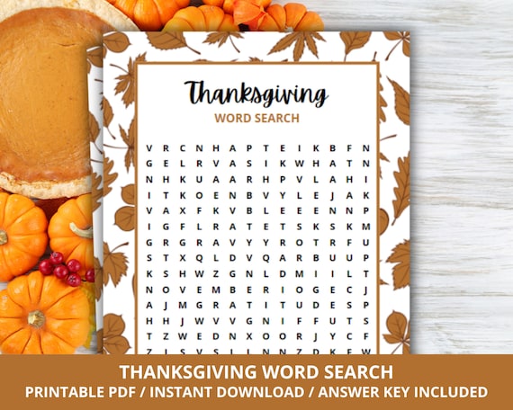 Thanksgiving Word Puzzles For Kids