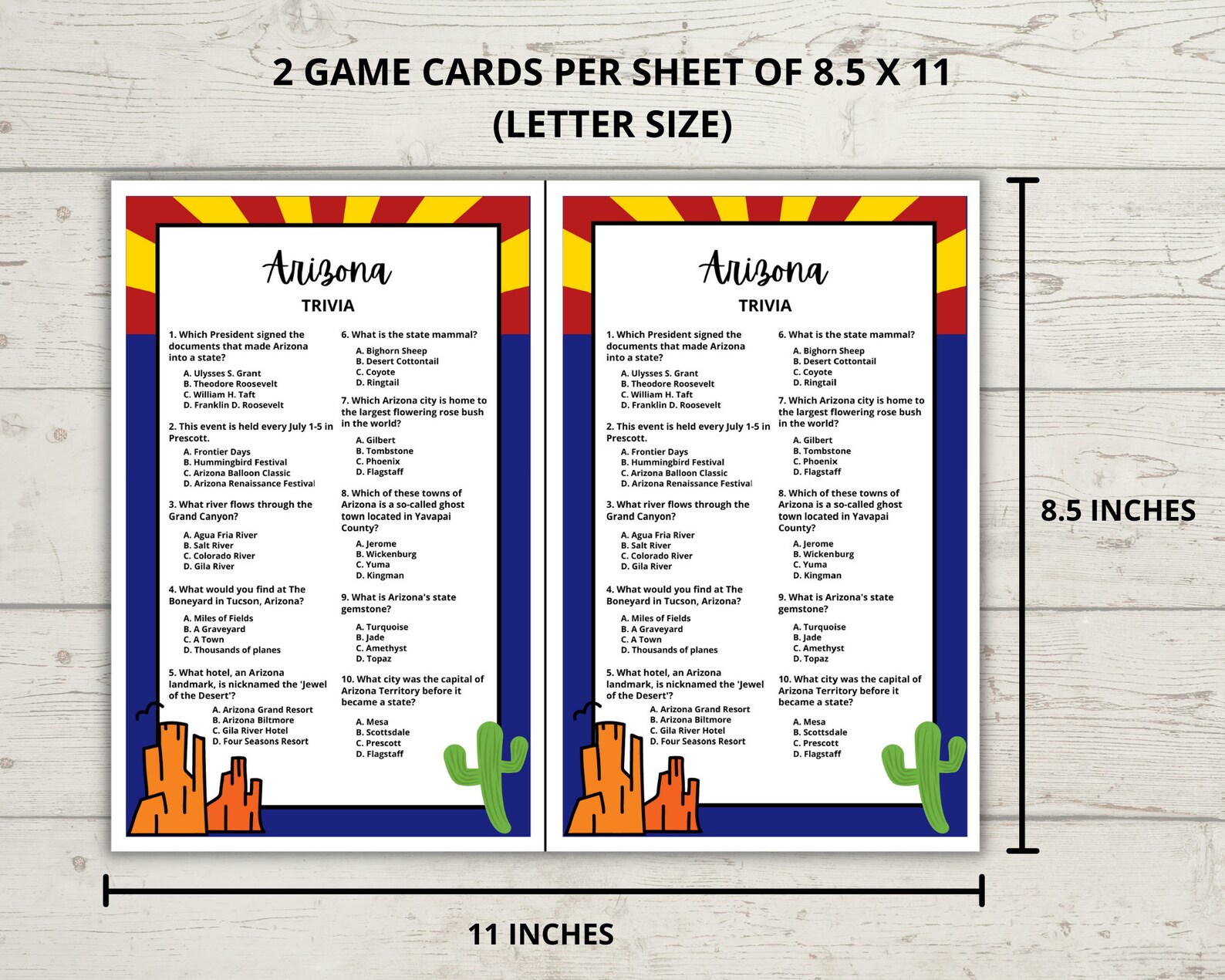 Arizona Trivia Game, State Trivia Game, Arizona State Trivia, State ...