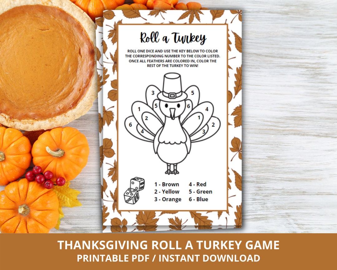 Thanksgiving Roll A Turkey, Thanksgiving Games for Kids, Thanksgiving ...