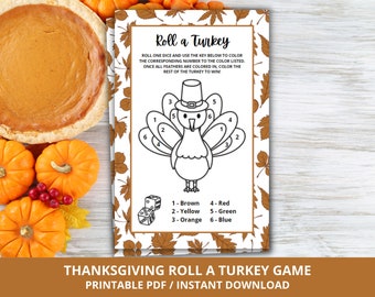 Roll a Turkey Game Printable | Thanksgiving Turkey Game Digital ...