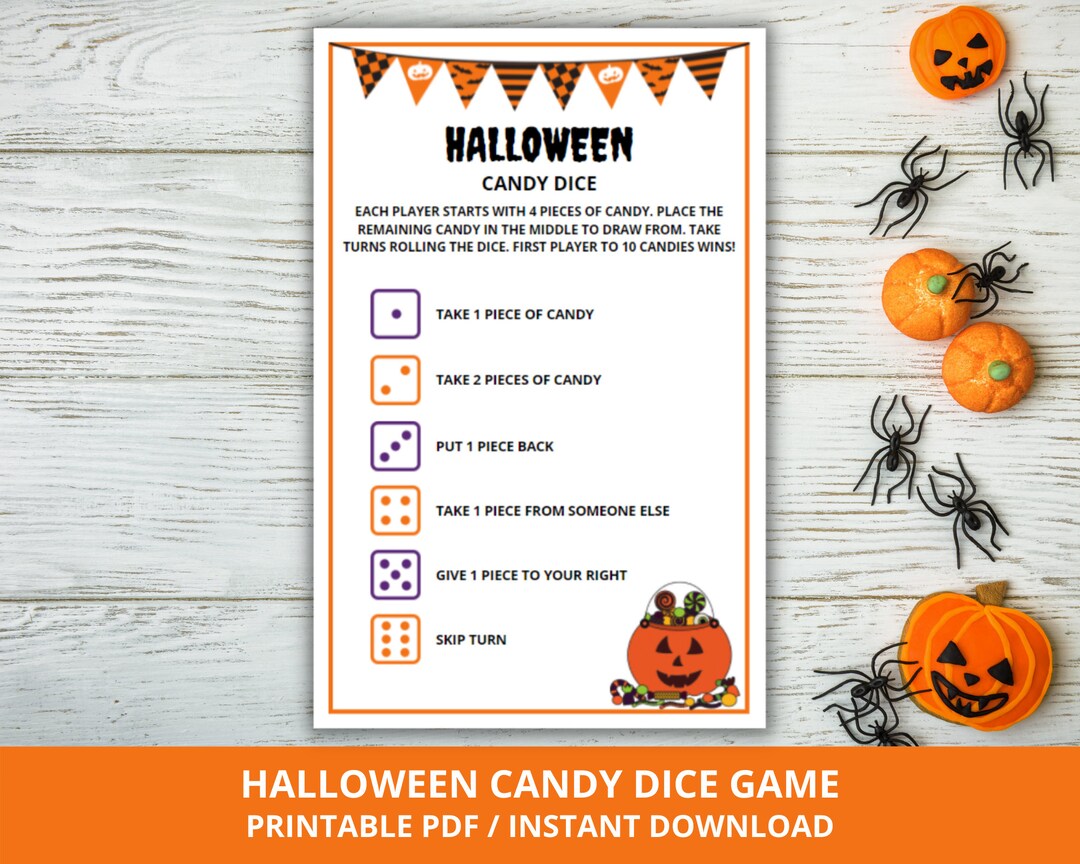 Halloween Candy Dice Game, Halloween Dice Game, Halloween Candy Game ...
