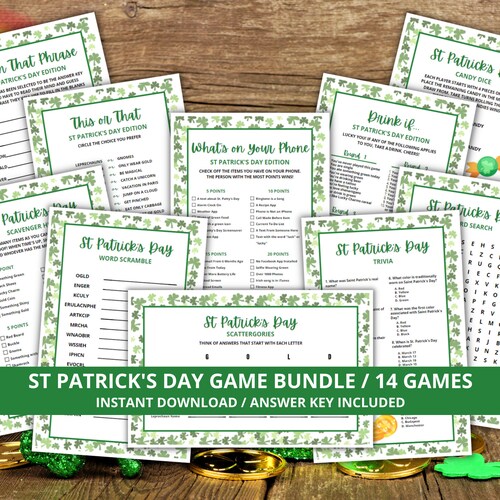 St Patty's Day Games Bundle St Patricks Day Printable - Etsy