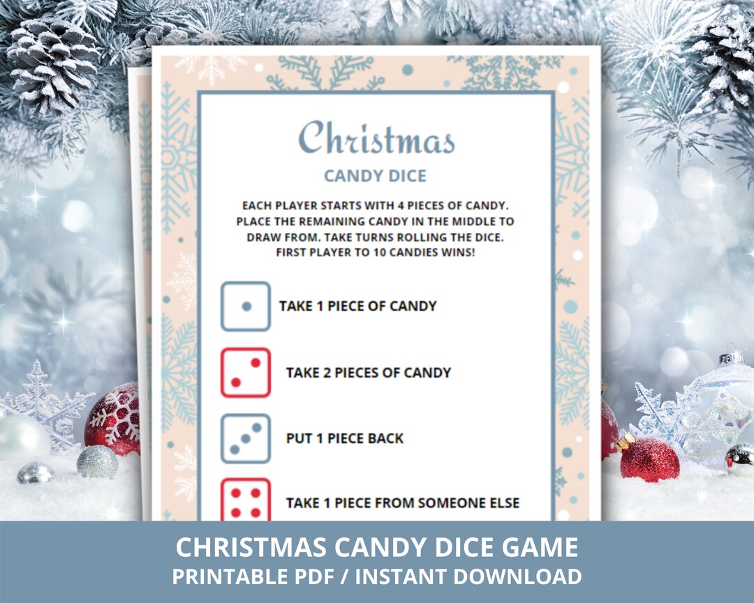 Christmas Candy Dice, Christmas Pass the Candy Game, Fun Christmas Game ...