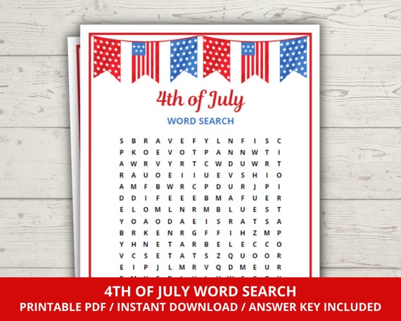 Independence Day Word Search for Kids 4th of July Word Search - Etsy