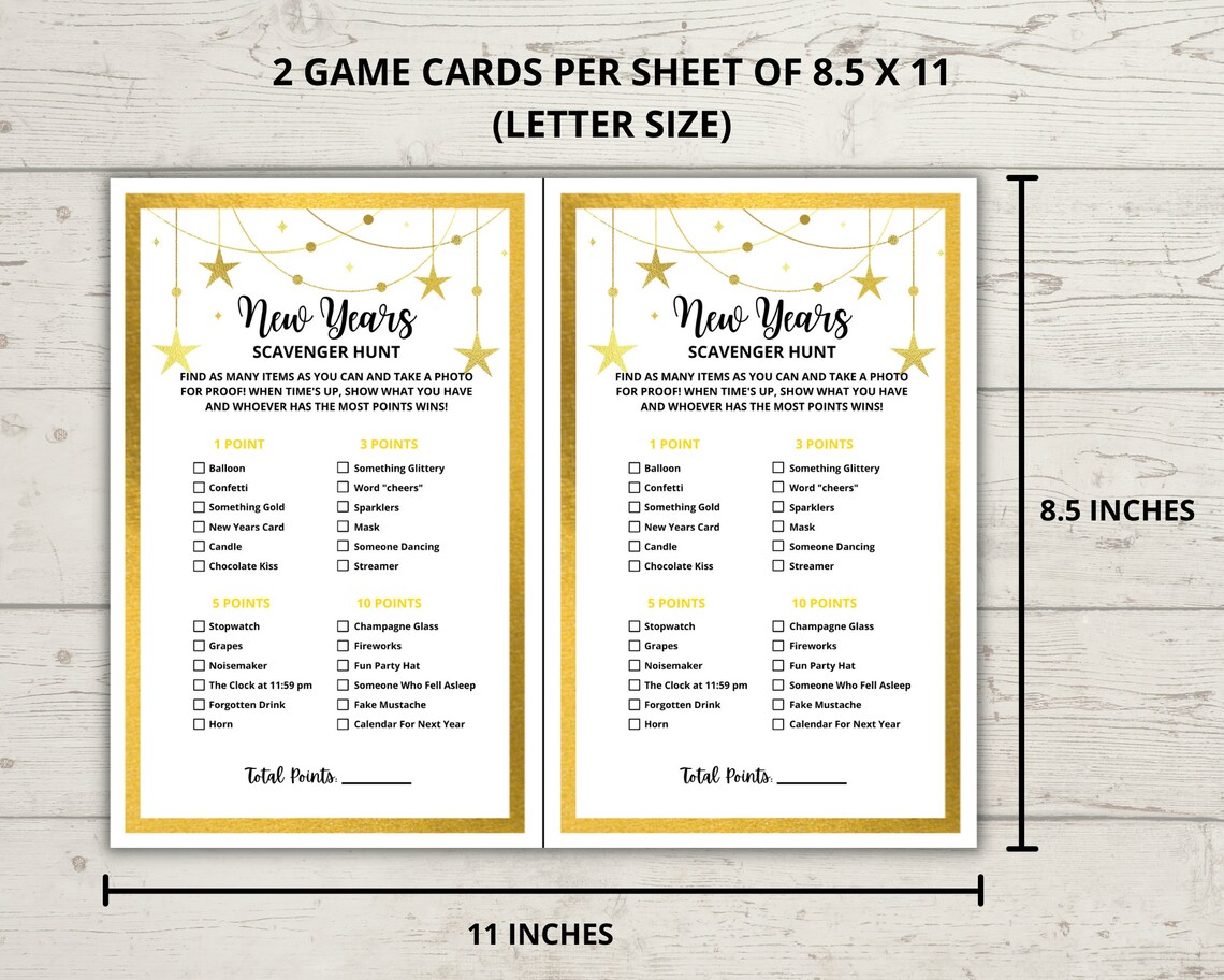 New Years Scavenger Hunt, New Years Printable Game, Holiday Party Games ...