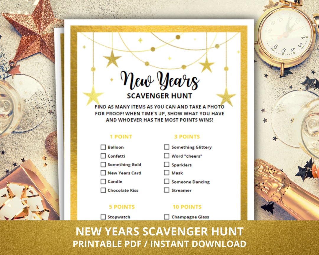 New Years Scavenger Hunt, New Years Printable Game, Holiday Party Games ...