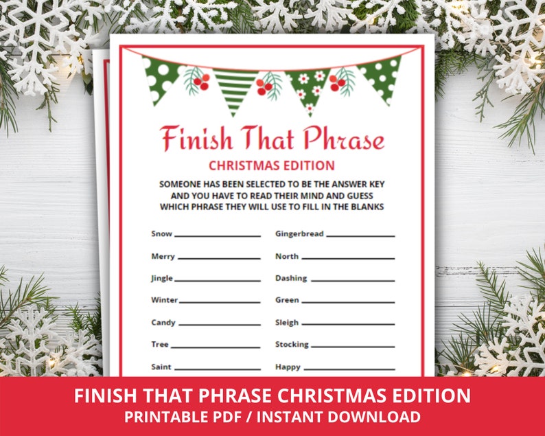 Christmas Finish That Phrase Game, Christmas Finish the Phrase ...
