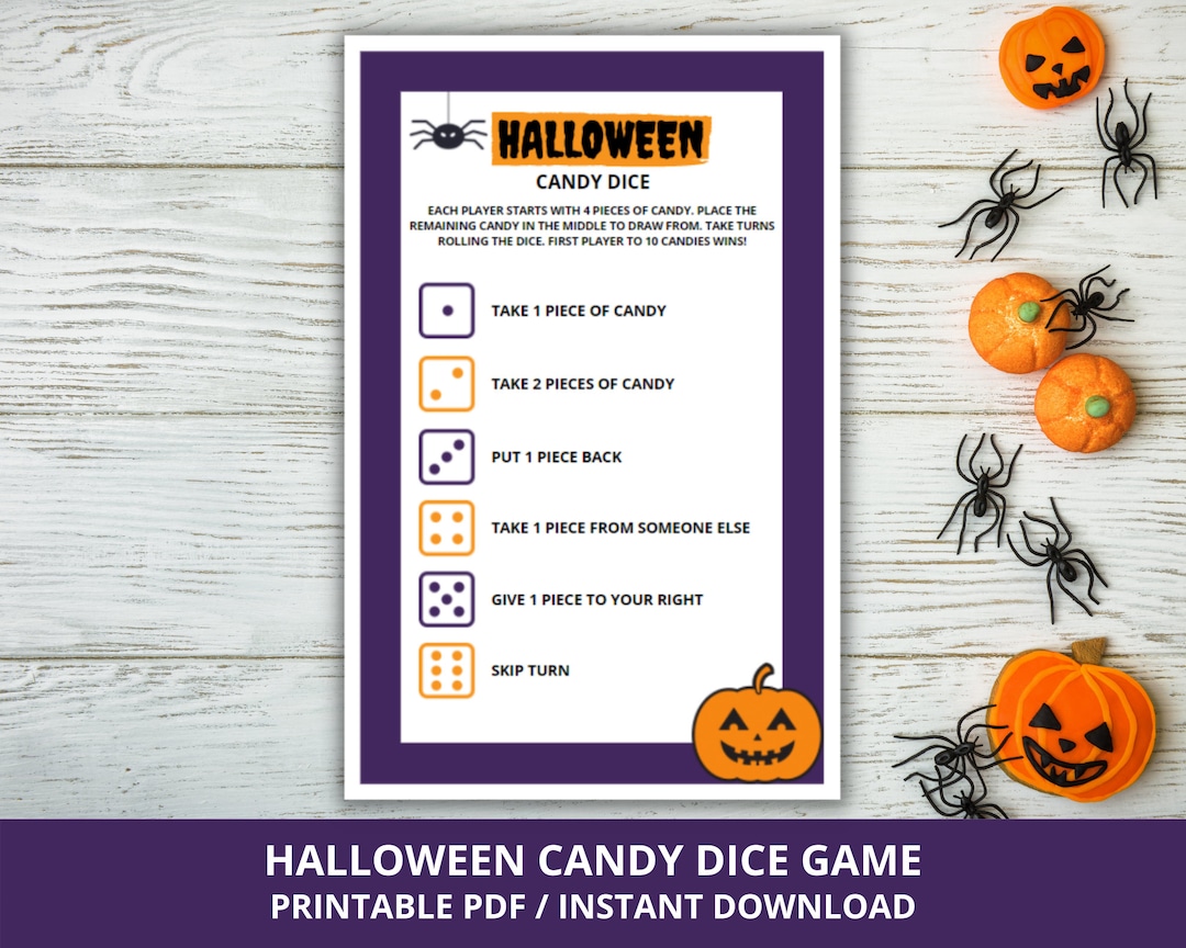 Halloween Candy Dice Game, Halloween Pass the Candy Game, Halloween ...