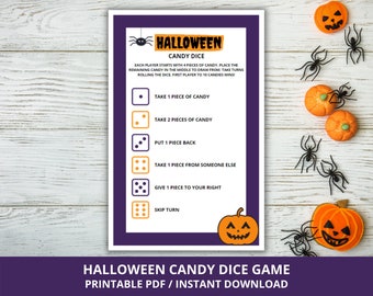 Halloween Candy Dice Game Printable Printable Games for Kids - Etsy