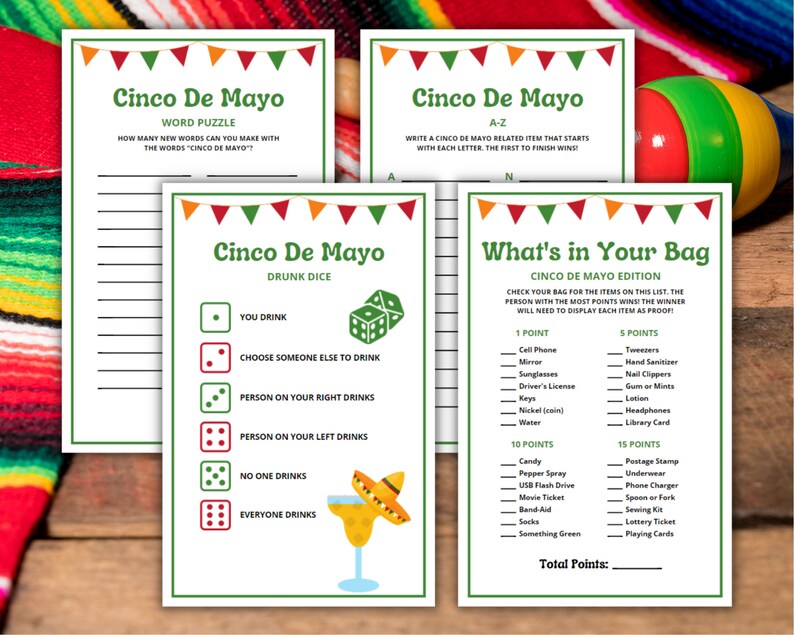 Cinco De Mayo Game Bundle, Printable Cinco De Mayo Games, Cinco De Mayo ...