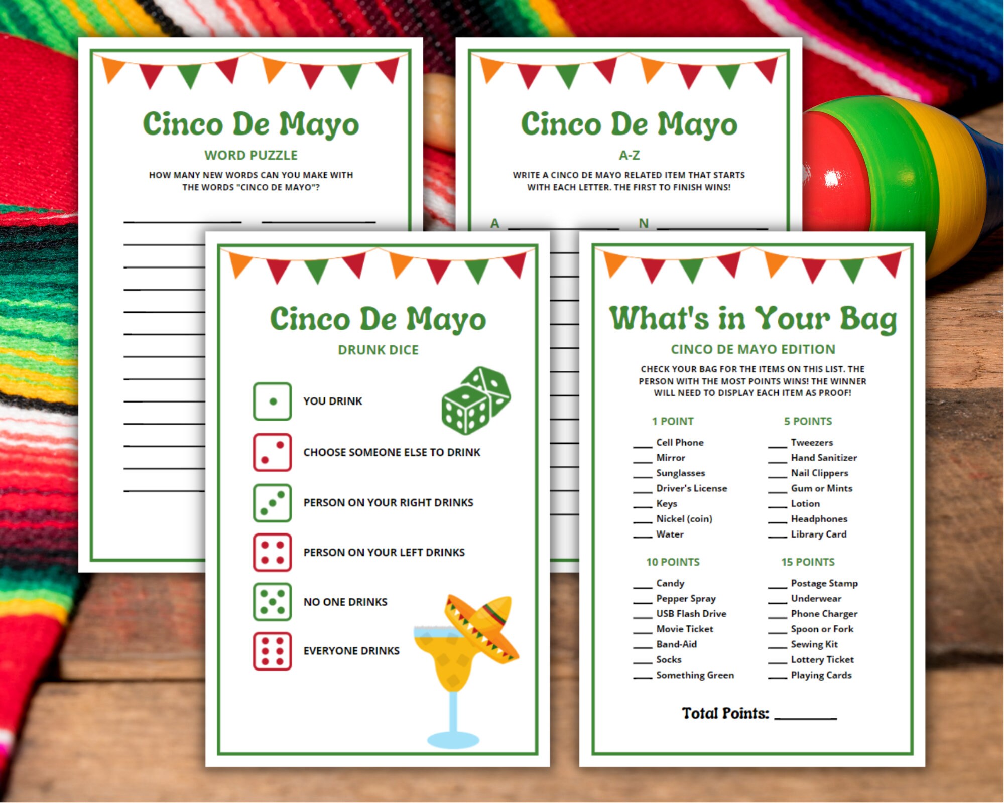 Cinco De Mayo Game Bundle, Printable Cinco De Mayo Games, Cinco De Mayo ...