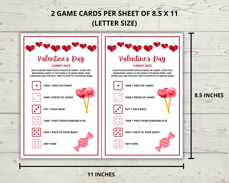 Valentine's Day Candy Dice Game, Valentines Day Party Games, Valentines ...