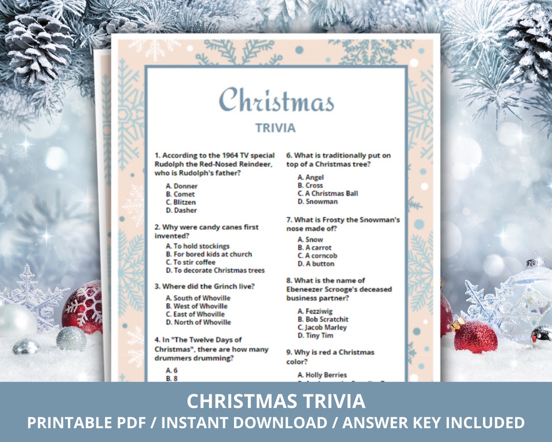Christmas Trivia, Holiday Trivia Game, Christmas Party Games, Holiday ...