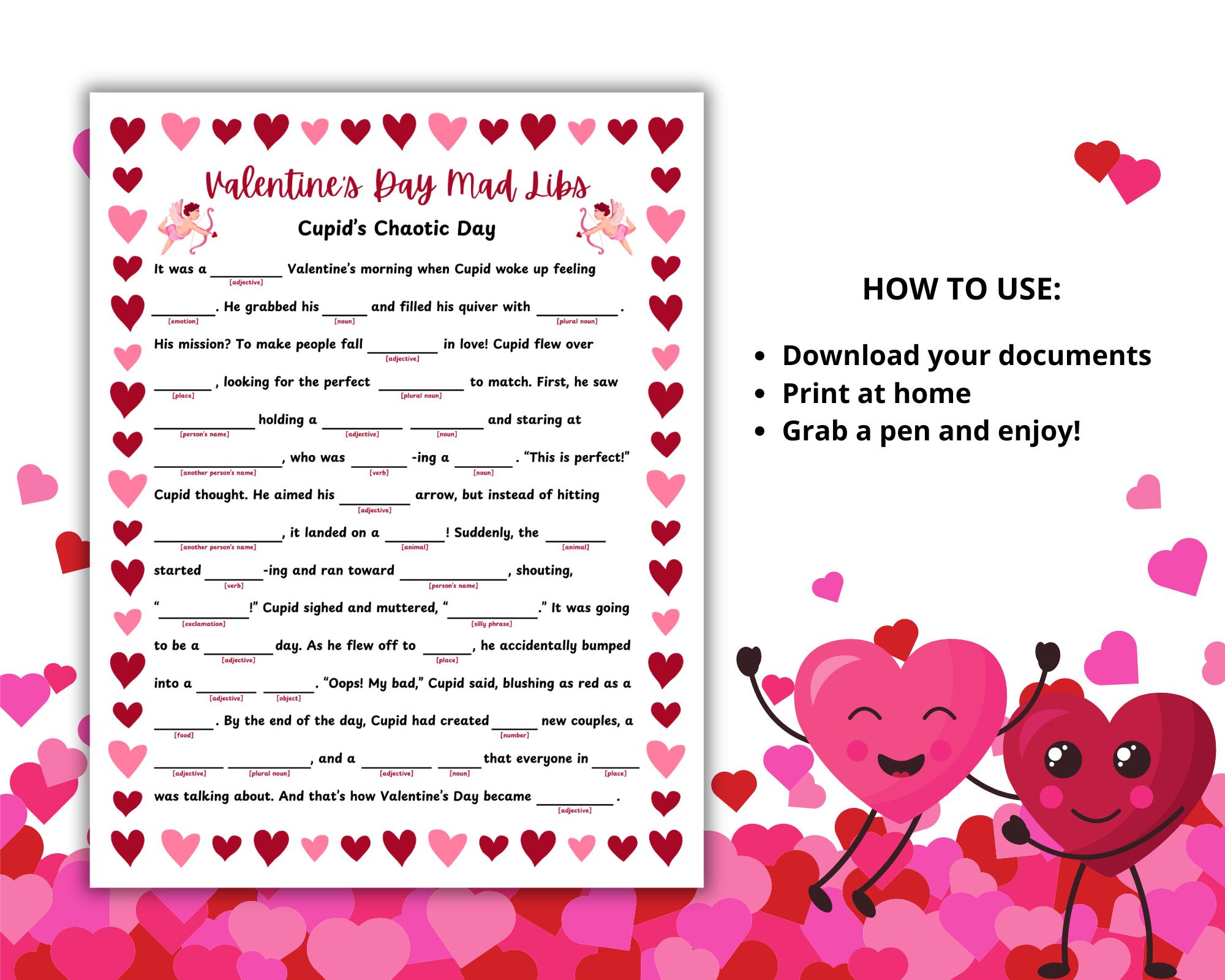Valentine's Day Mad Libs, Galentines Day Game, Valentines Day Games ...