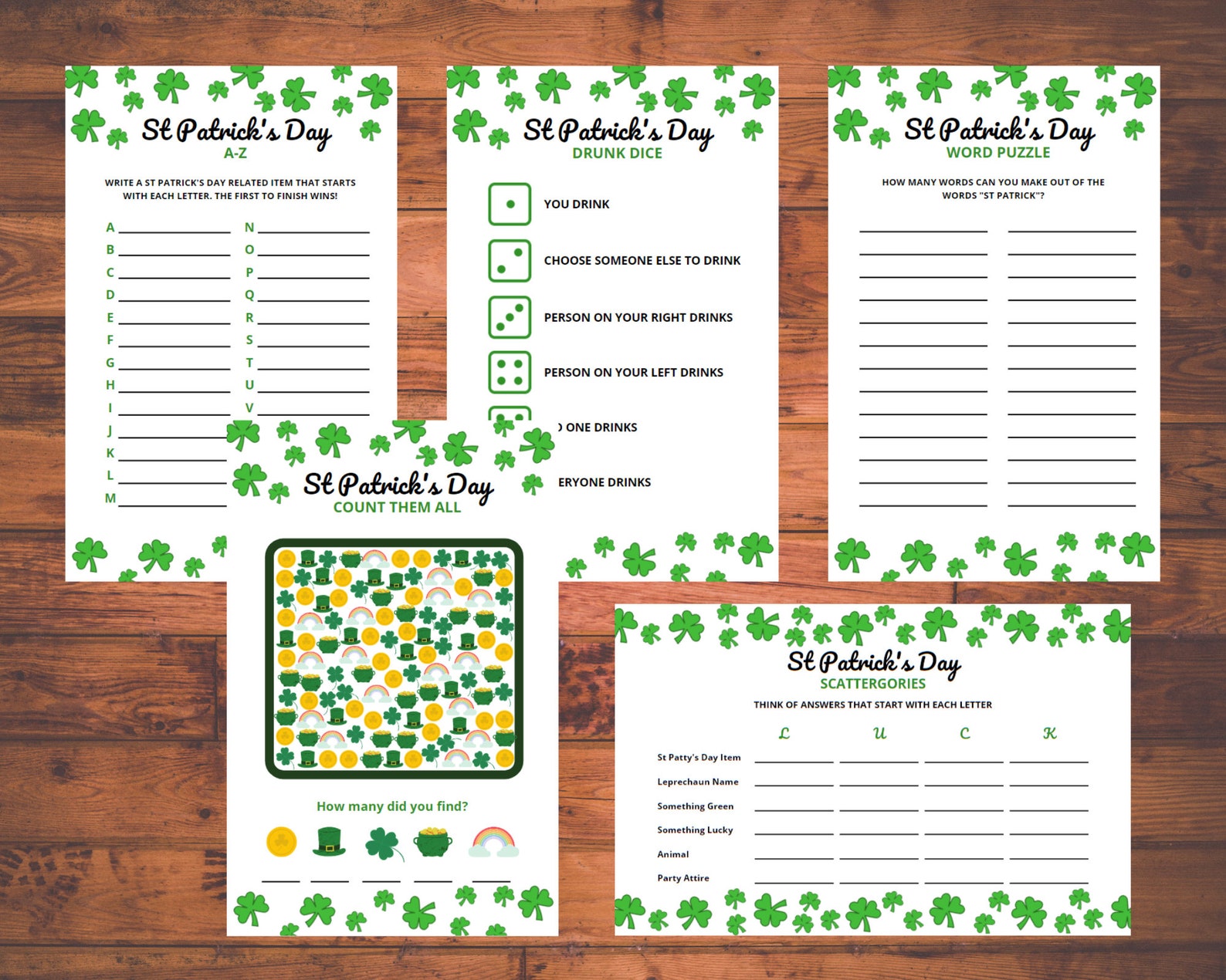 St Patty's Day Games Bundle St Patricks Day Printable | Etsy