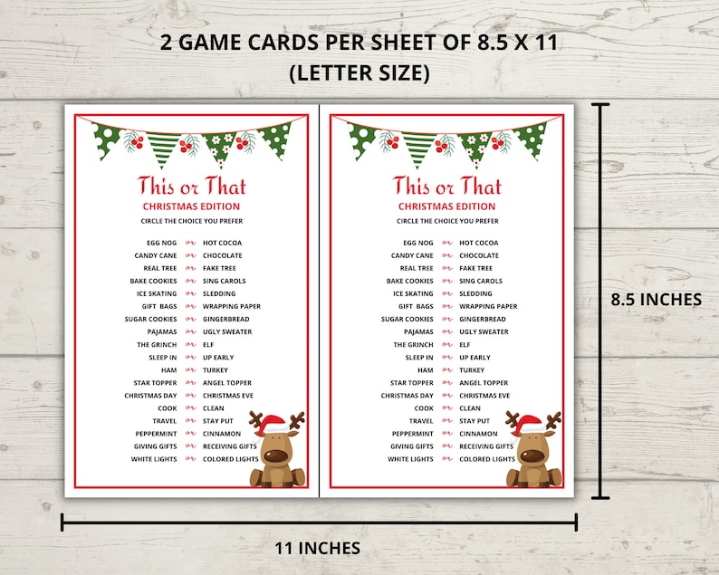 Christmas This or That, Christmas Would You Rather Game, Holiday Party ...
