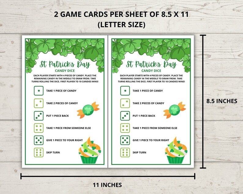 St Patrick's Day Candy Dice Game, St Patrick's Day Party Games, St ...