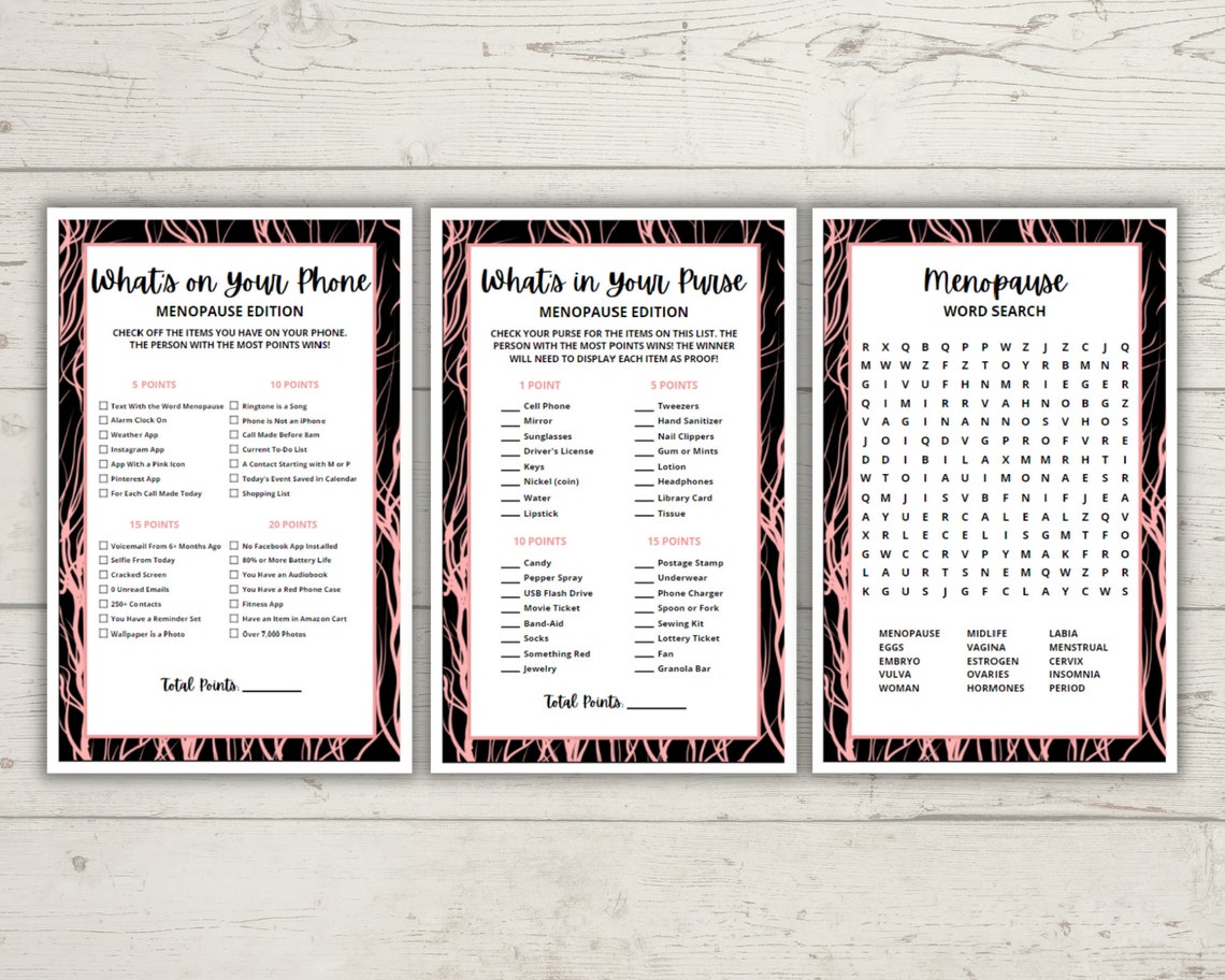 Menopause Party Games, Menopause Games, Menopause Game Bundle ...