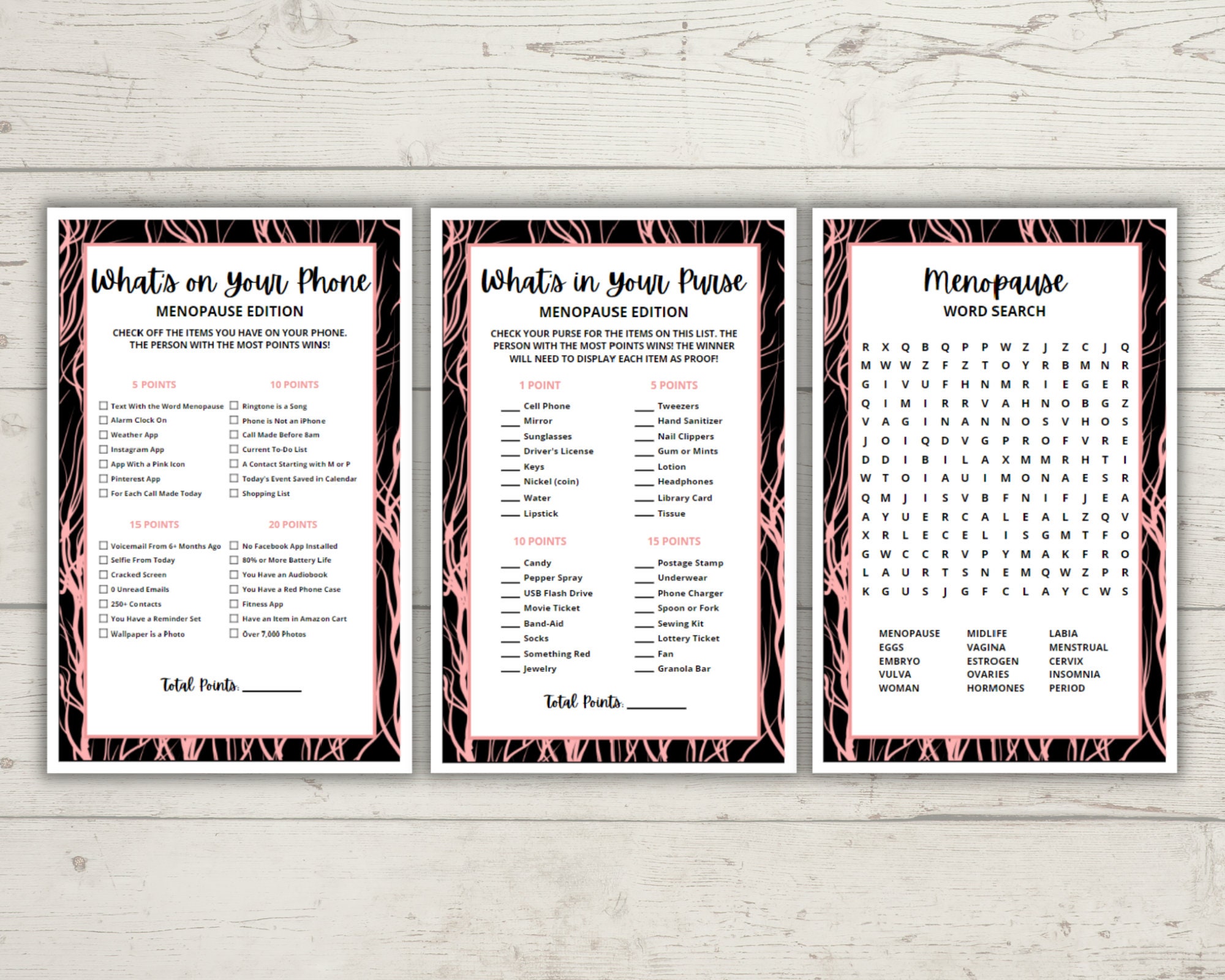 Menopause Party Games, Menopause Games, Menopause Game Bundle ...