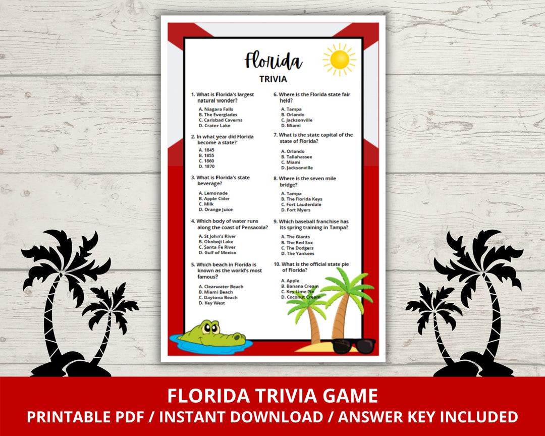 Florida Trivia, Florida State Trivia Game, Florida Trivia Game, State ...