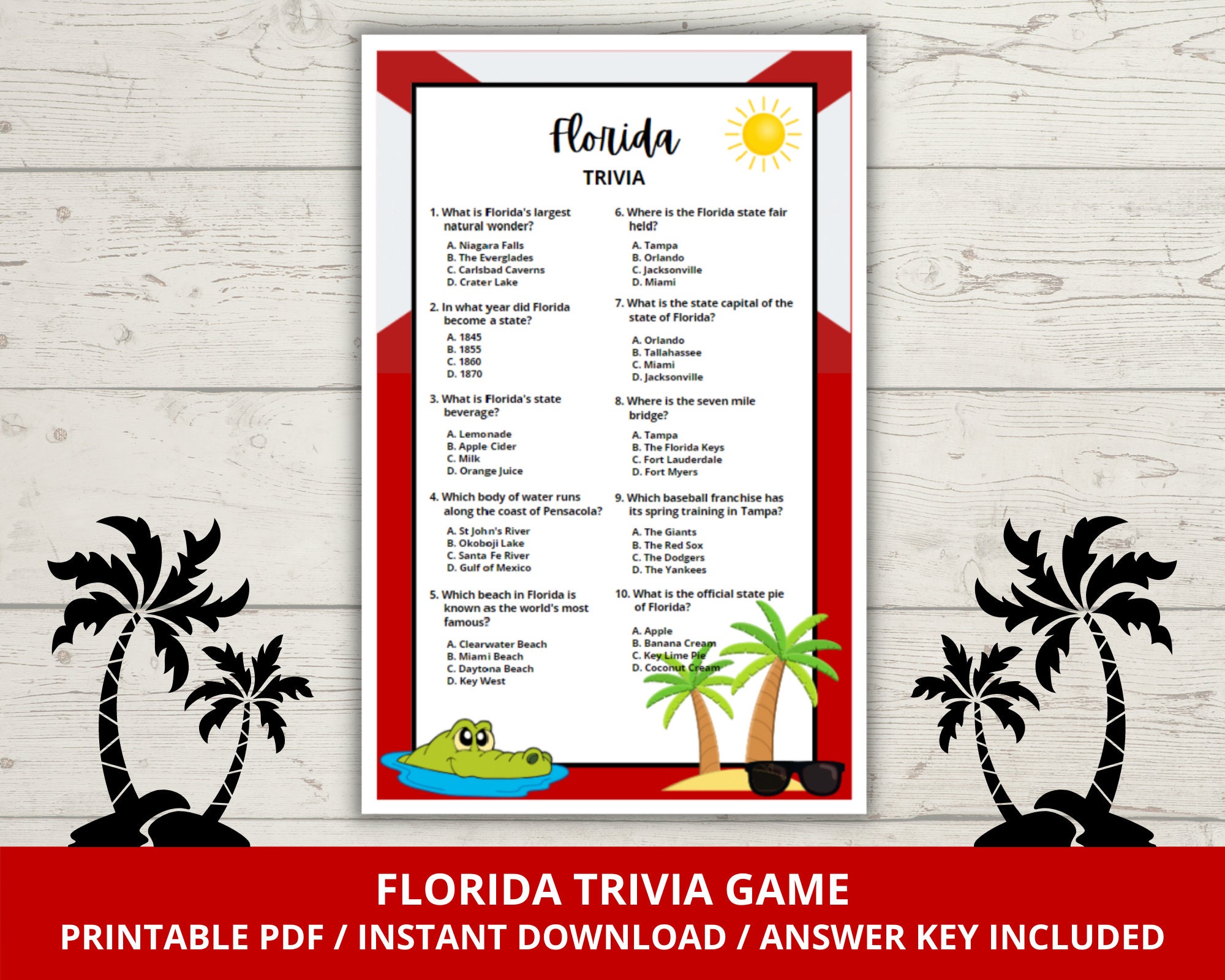 Florida Trivia, Florida State Trivia Game, Florida Trivia Game, State ...