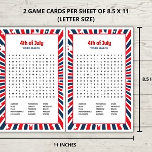 4th of July Word Search Game, 4th of July Party Game, Independence Day ...