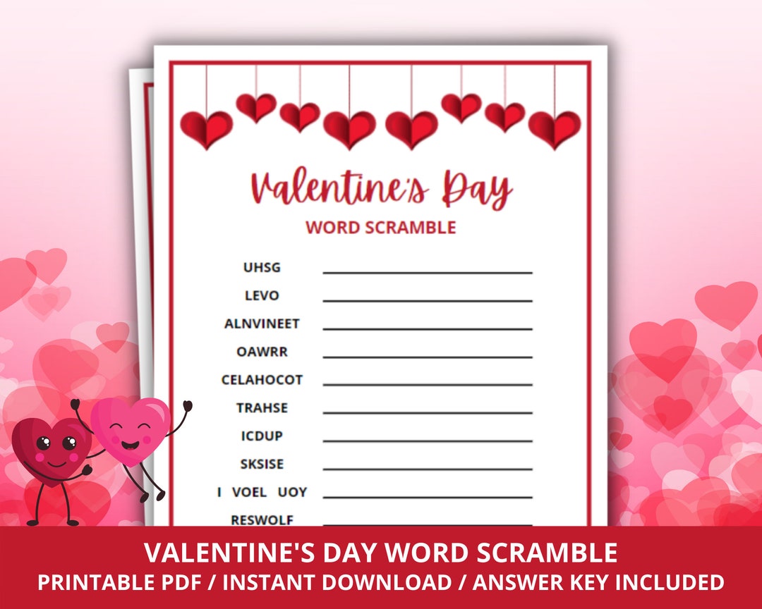 Valentine's Day Word Scramble Game, Valentine's Day Activities for Kids ...