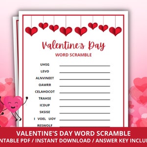 Valentine's Day Word Scramble Game, Valentine's Day Activities for Kids ...