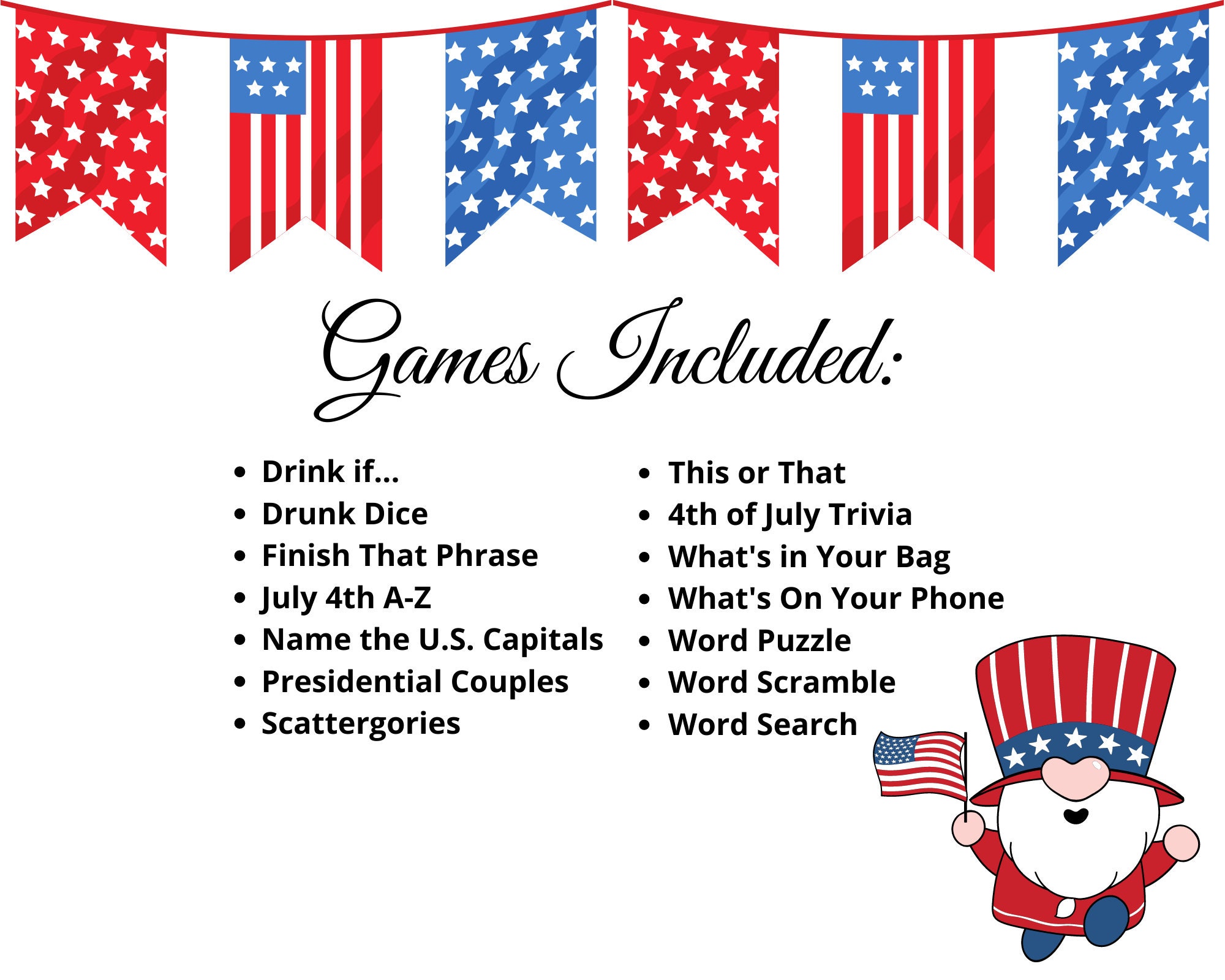 4th of July Games Bundle, 4th of July Games Printable, Independence Day ...