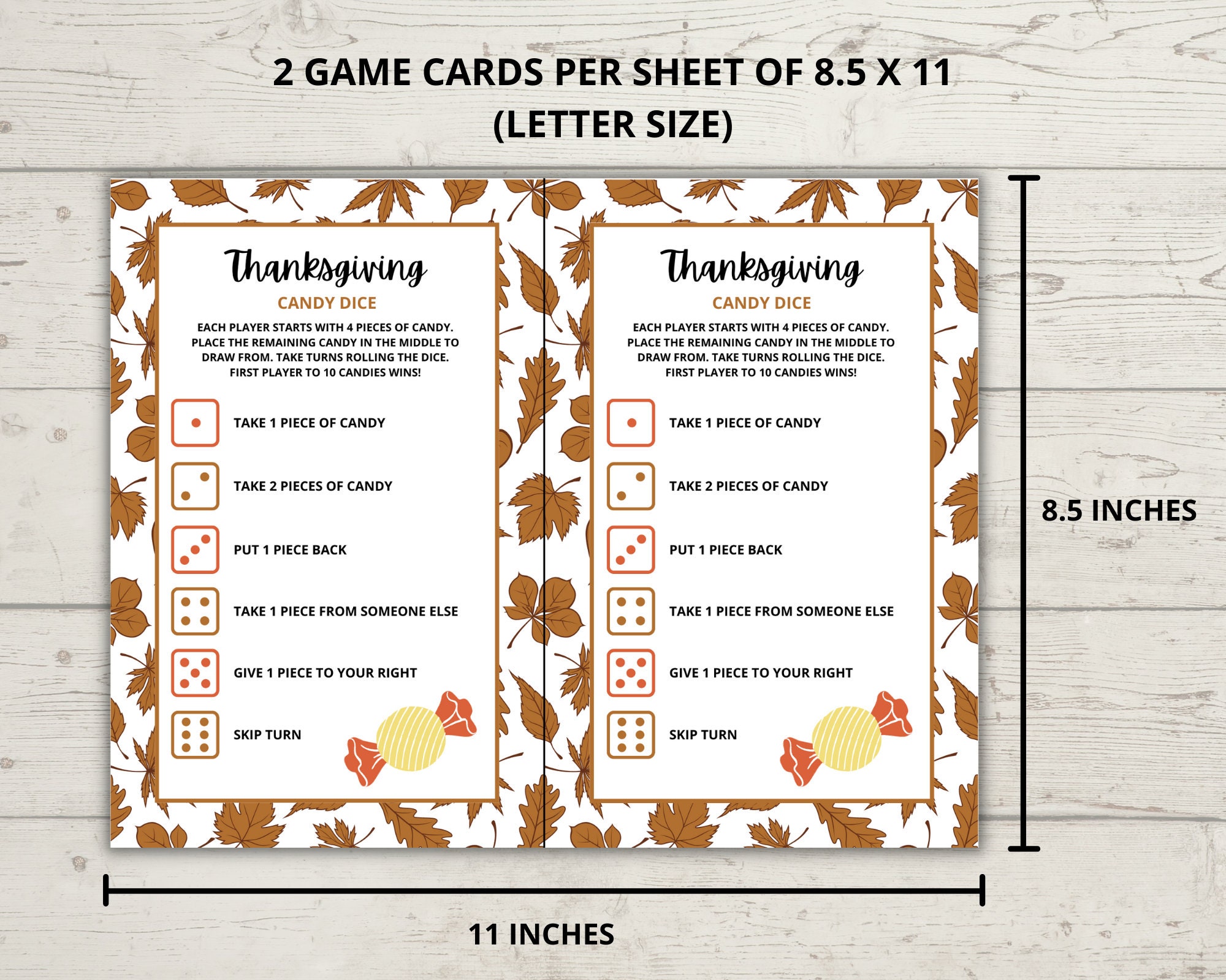 Thanksgiving Candy Dice Game, Thanksgiving Party Games, Thanksgiving ...
