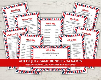 4th of July Games Bundle, 4th of July Games Printable, Independence Day ...