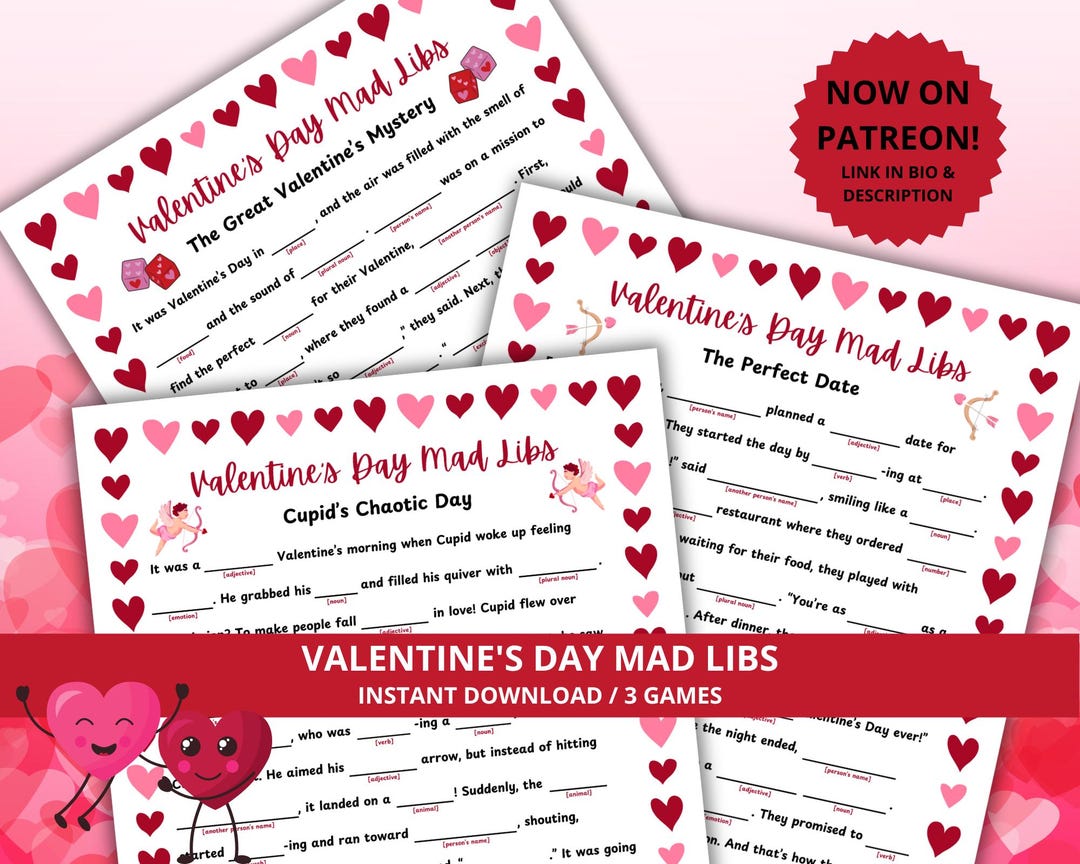 Valentine's Day Mad Libs, Galentines Day Game, Valentines Day Games ...