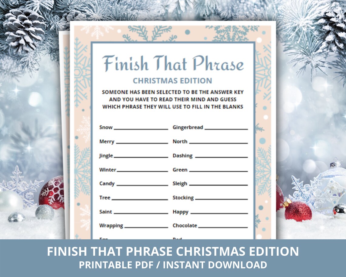 Christmas Finish That Phrase Game, Christmas Finish the Phrase ...