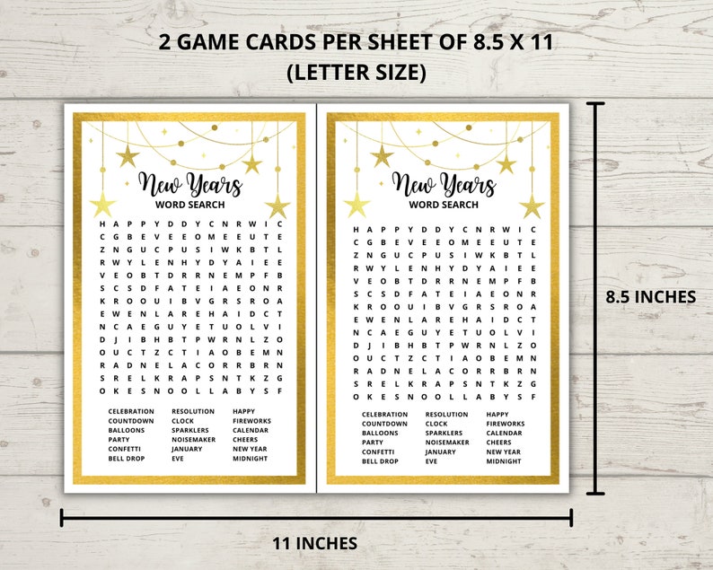New Years Word Search, New Years Party Game, New Years Eve Word Search ...