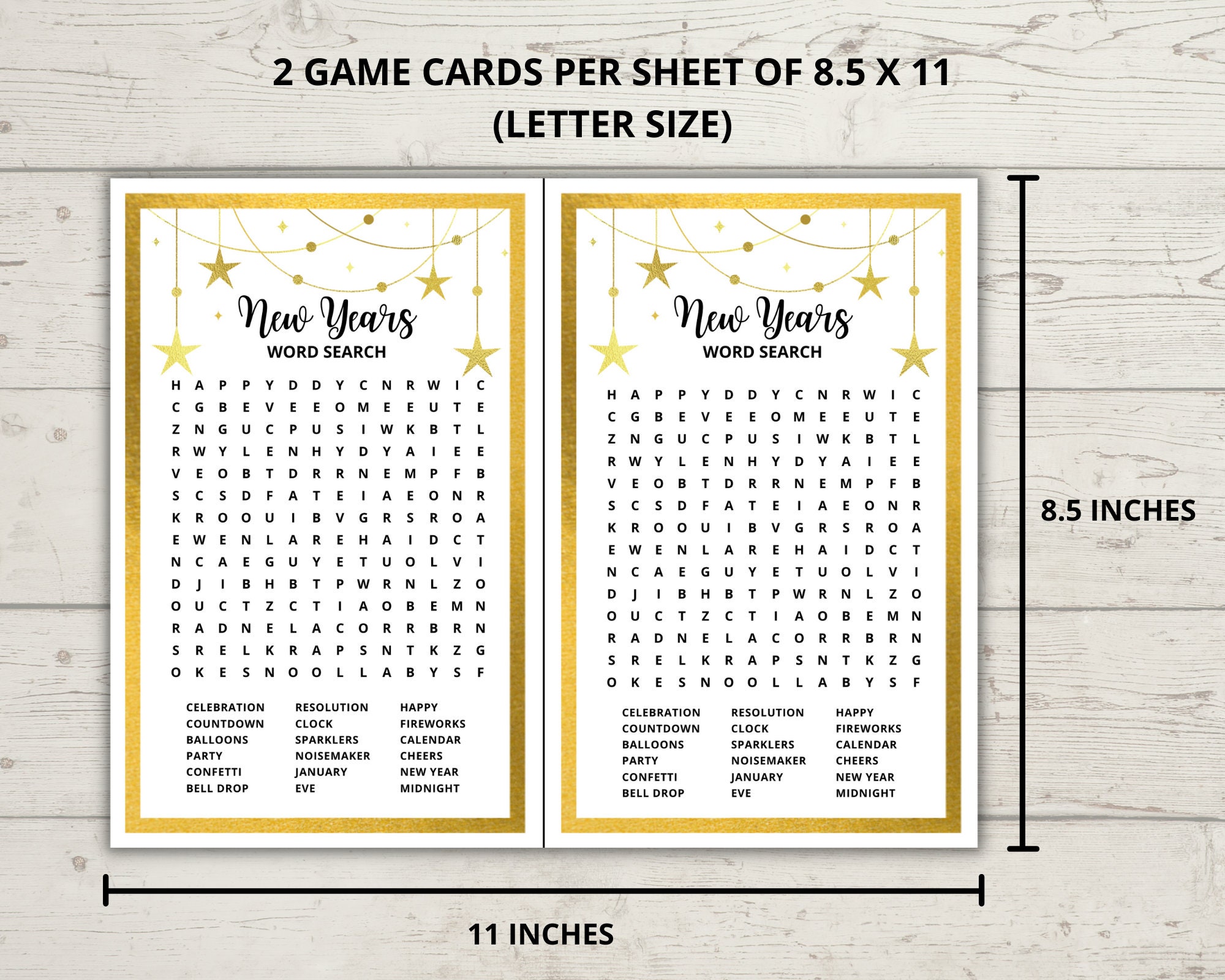 New Years Word Search, New Years Party Game, New Years Eve Word Search ...