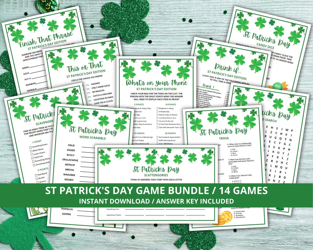 St Patrick's Day Game Bundle, St Patty's Day Games, St Patrick's Day ...