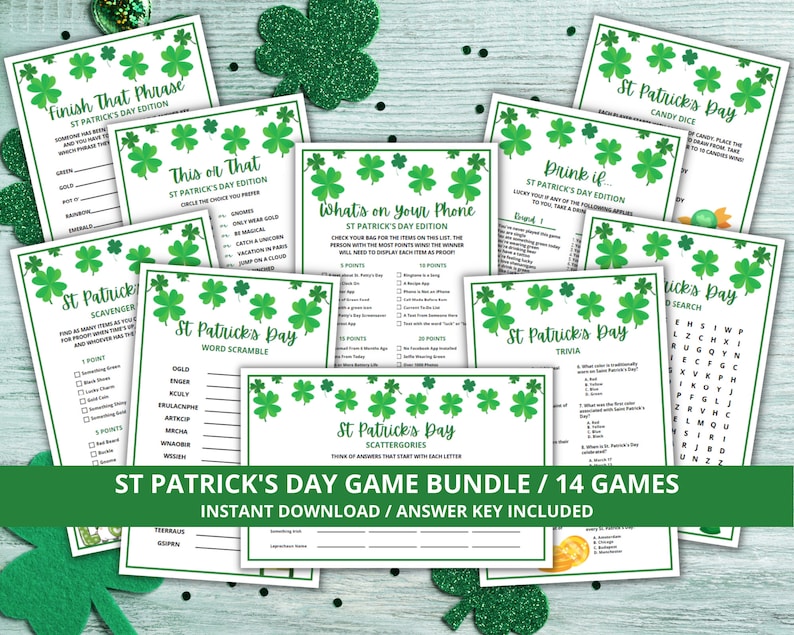 St Patrick's Day Game Bundle, St Patty's Day Games, St Patrick's Day ...