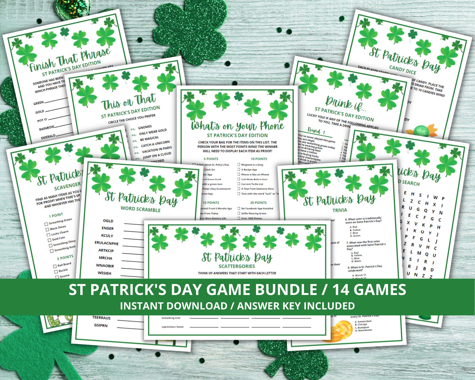 St Patrick's Day Game Bundle, St Patty's Day Games, St Patrick's Day ...