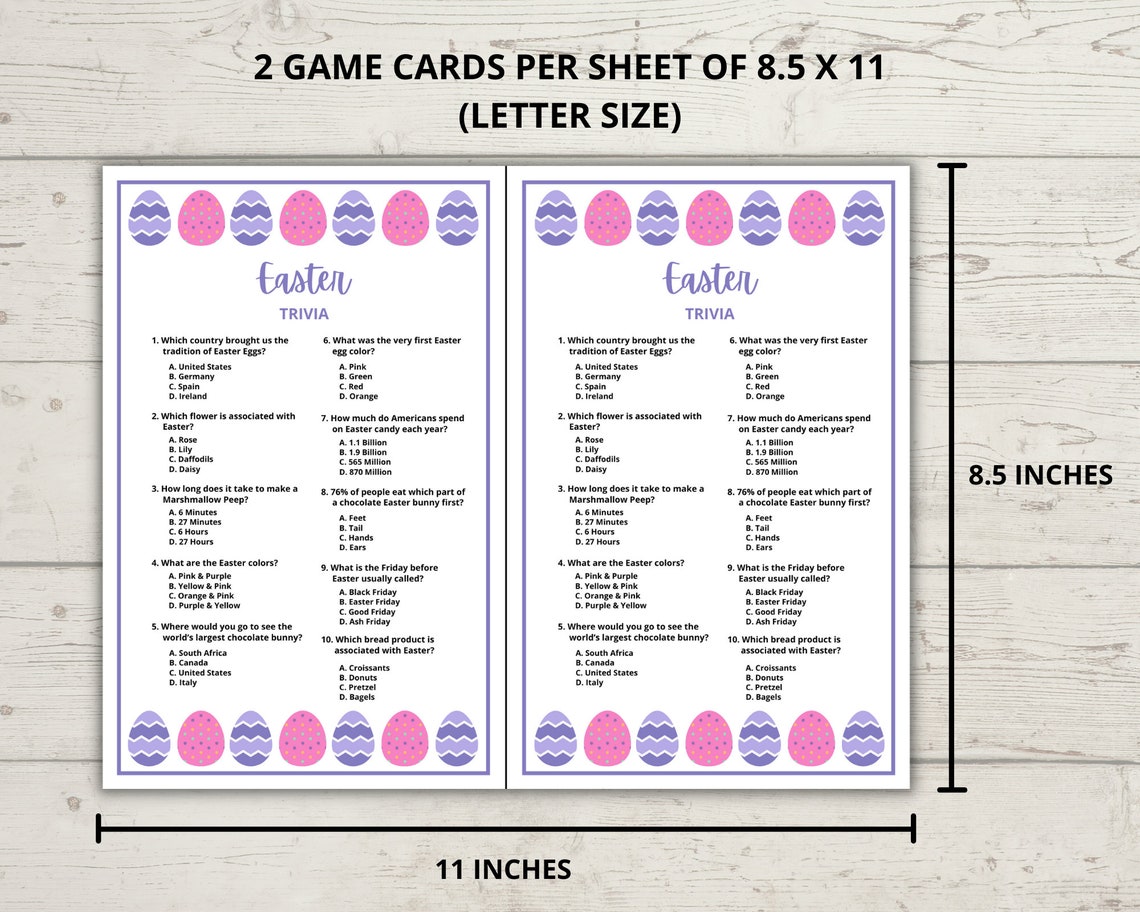 Easter Trivia Game, Printable Easter Games, Easter Day Game, Printable ...
