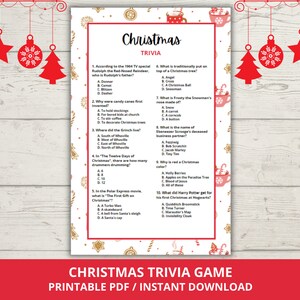 Christmas Trivia Game, Christmas Party Games, Holiday Trivia Game ...
