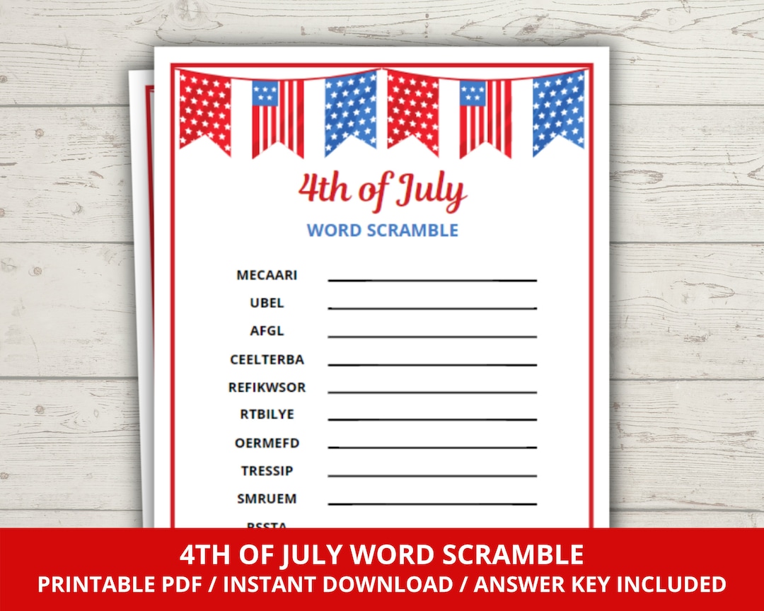 4th of July Word Scramble, Fun 4th of July Games, 4th of July ...