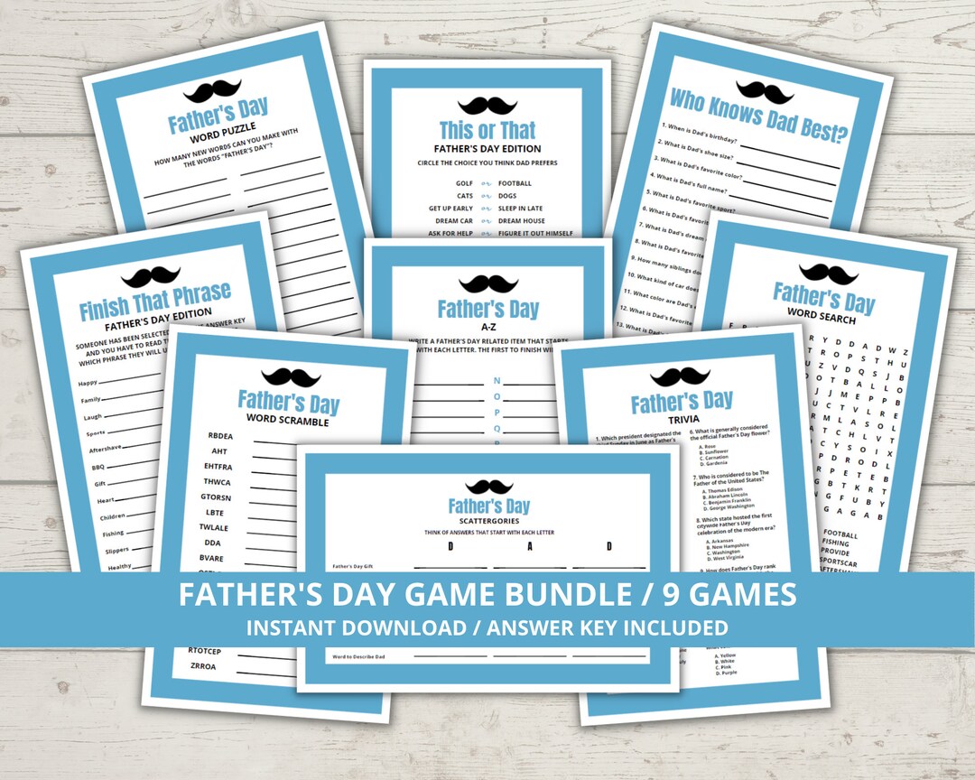 Father's Day Games, Printable Father's Day Games, Father's Day Game ...